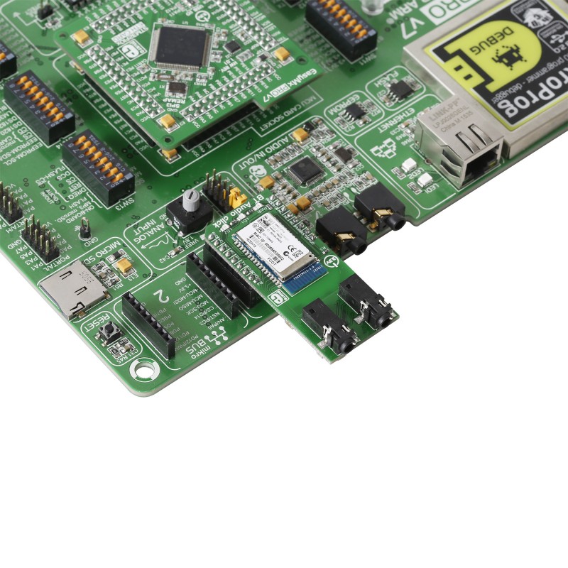 BT Audio click — board with Microchip's RN52 Bluetooth Audio module ...