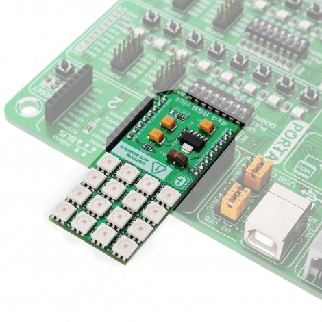 4x4 RGB click — board with a 16 RGB LED matrix