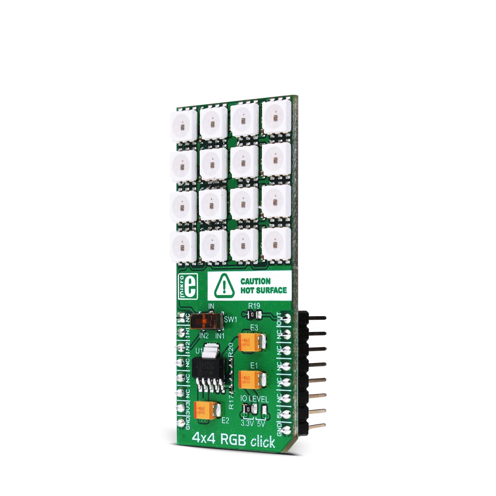 4x4 RGB click — board with a 16 RGB LED matrix
