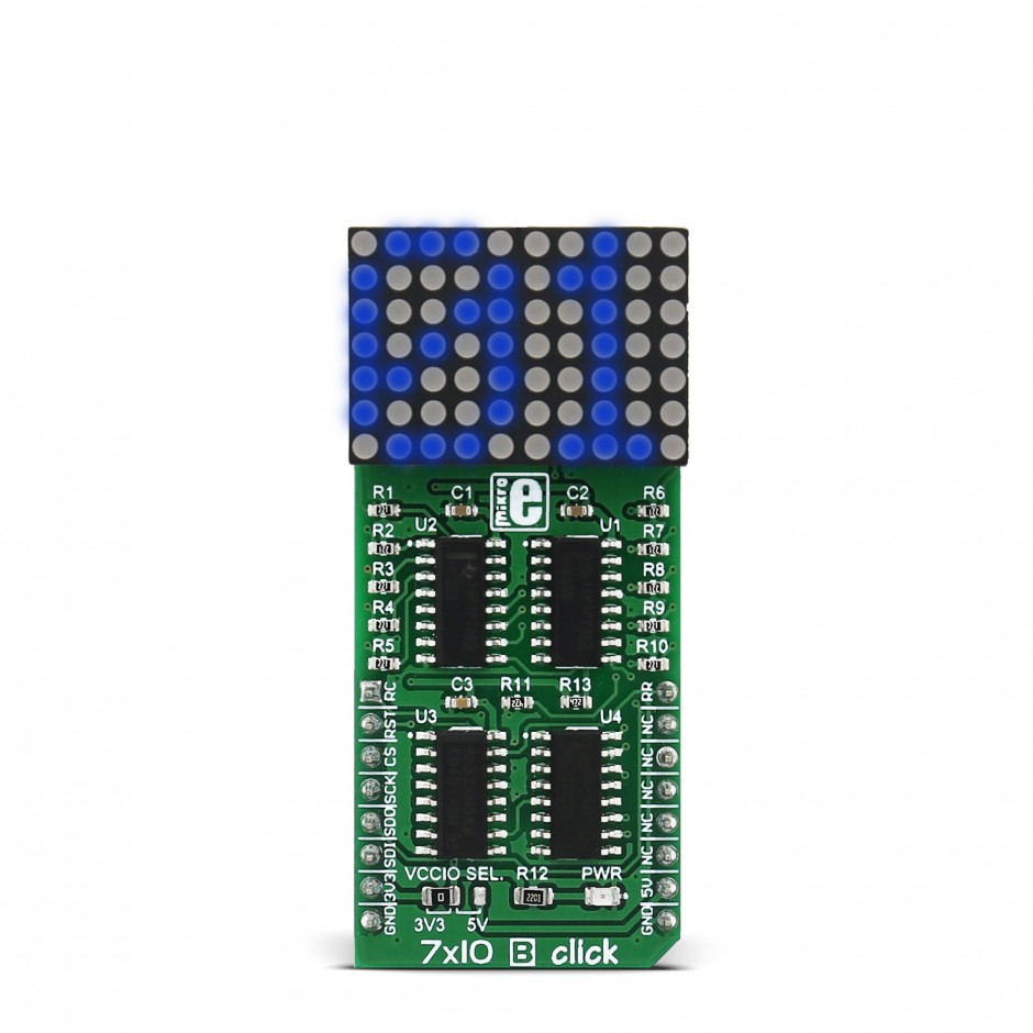 7x10 B click – board with two 5x7 dot matrix LED displays | MikroElektronika