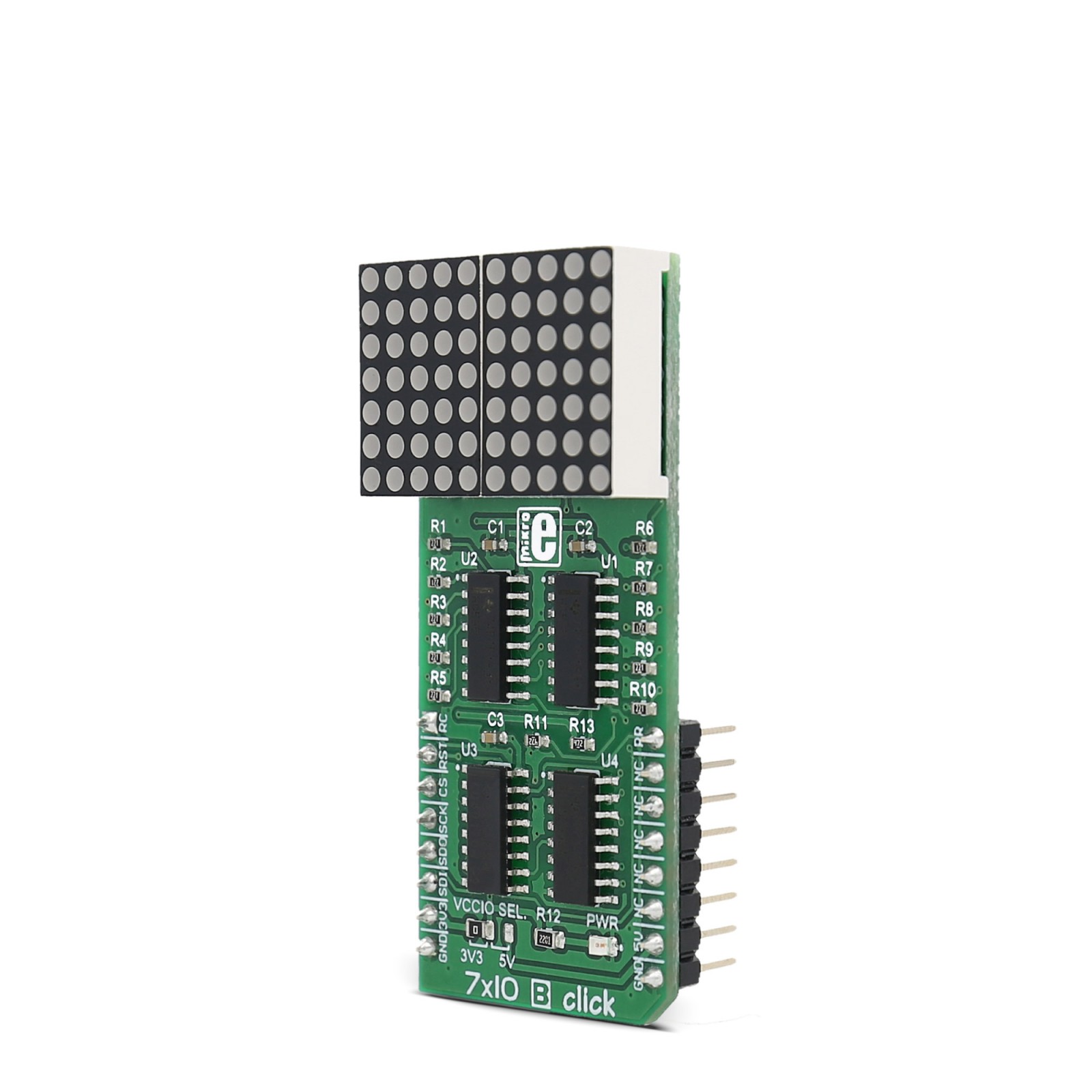 7x10 B click – board with two 5x7 dot matrix LED displays | MikroElektronika