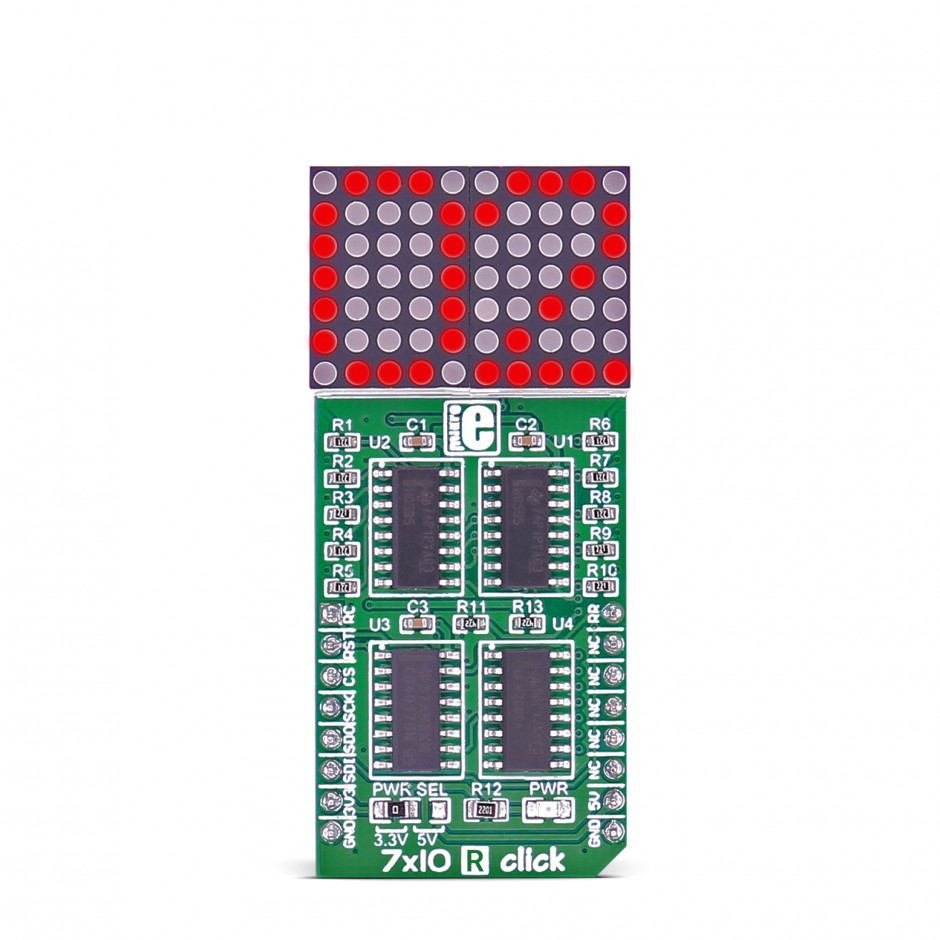 7x10 R click – board with two 5x7 dot matrix LED displays
