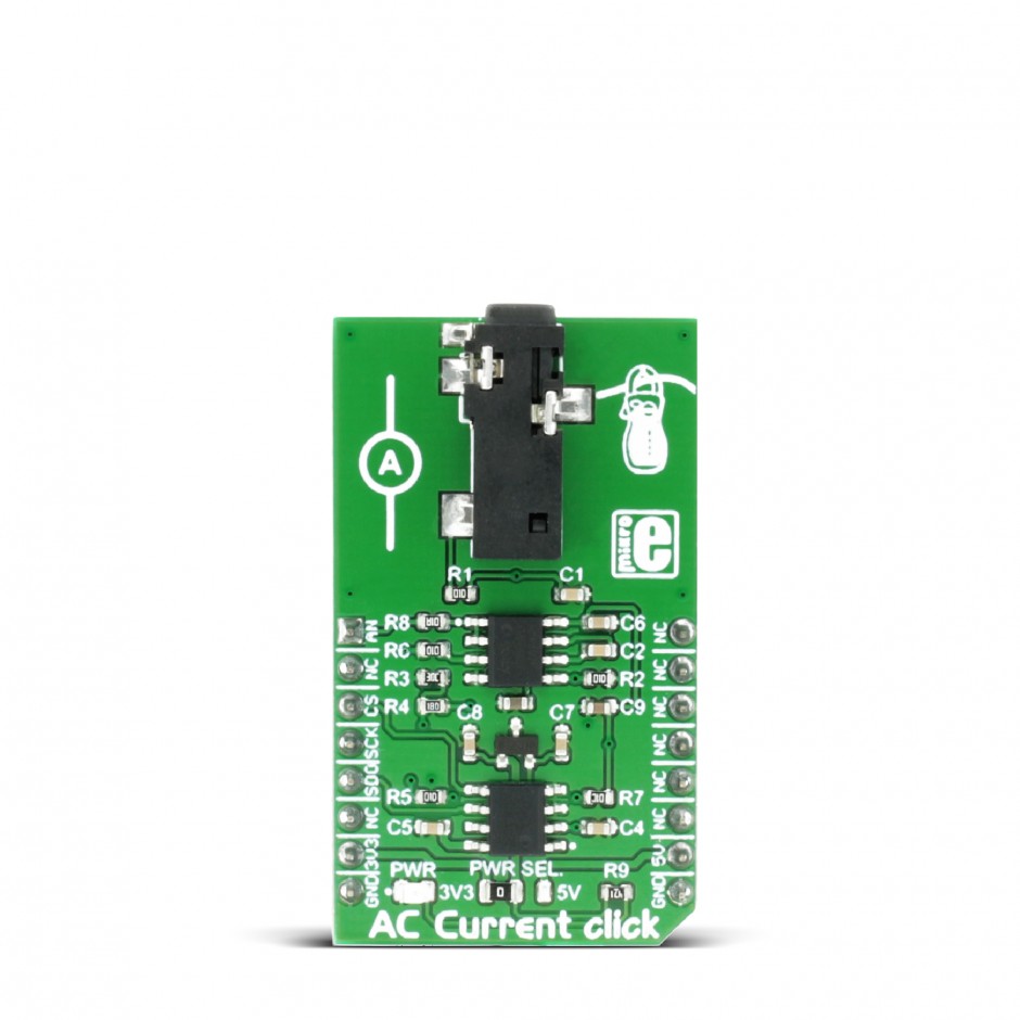 AC Current click — board with MCP3201 ADC converter from Microchip | MikroElektronika