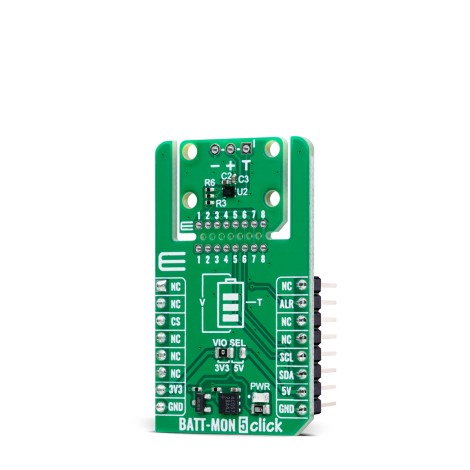 BATT-MON 5 Click - For 1-cell Li+ batteries fuel gauging | MIKROE-6448