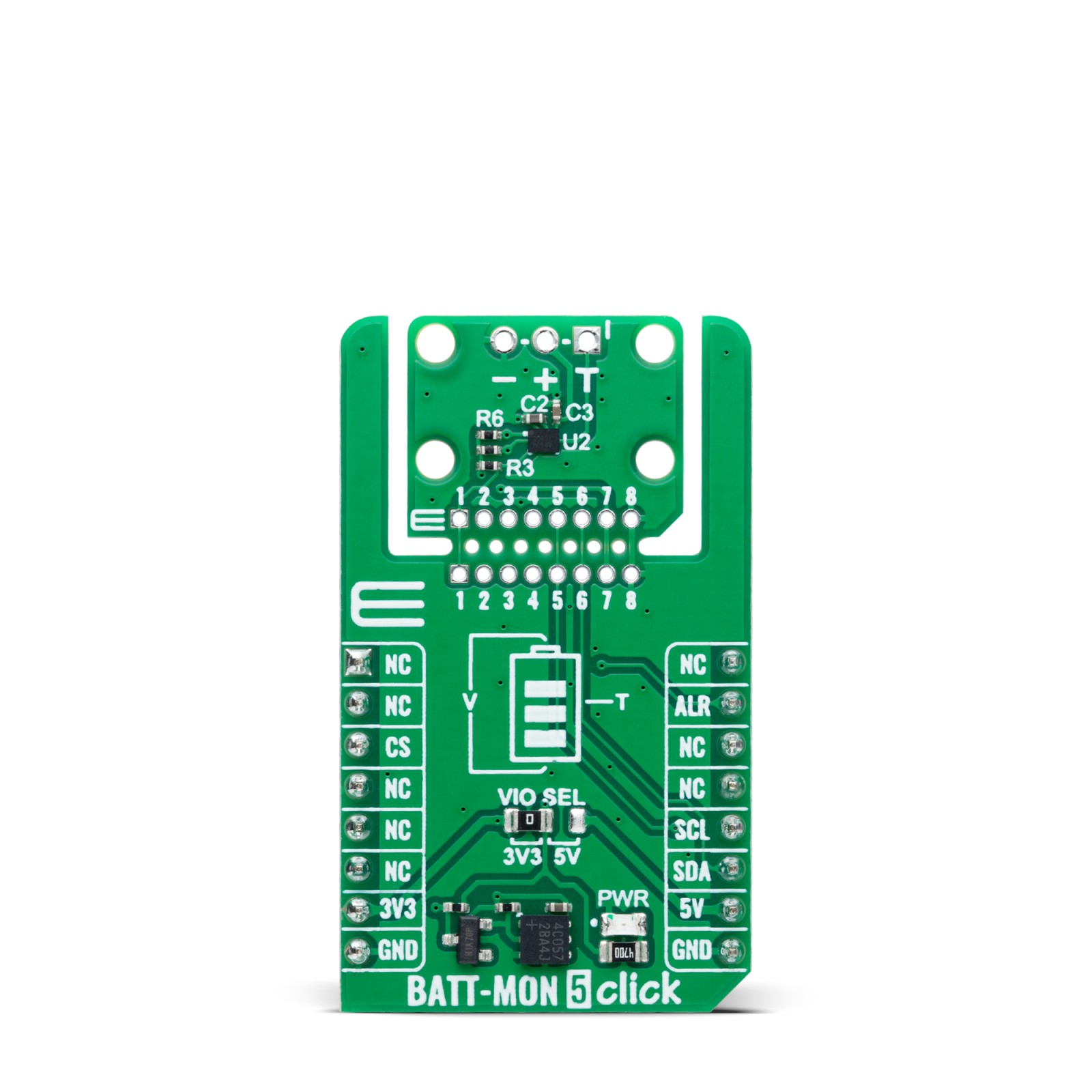 BATT-MON 5 Click - For 1-cell Li+ batteries fuel gauging | MIKROE-6448