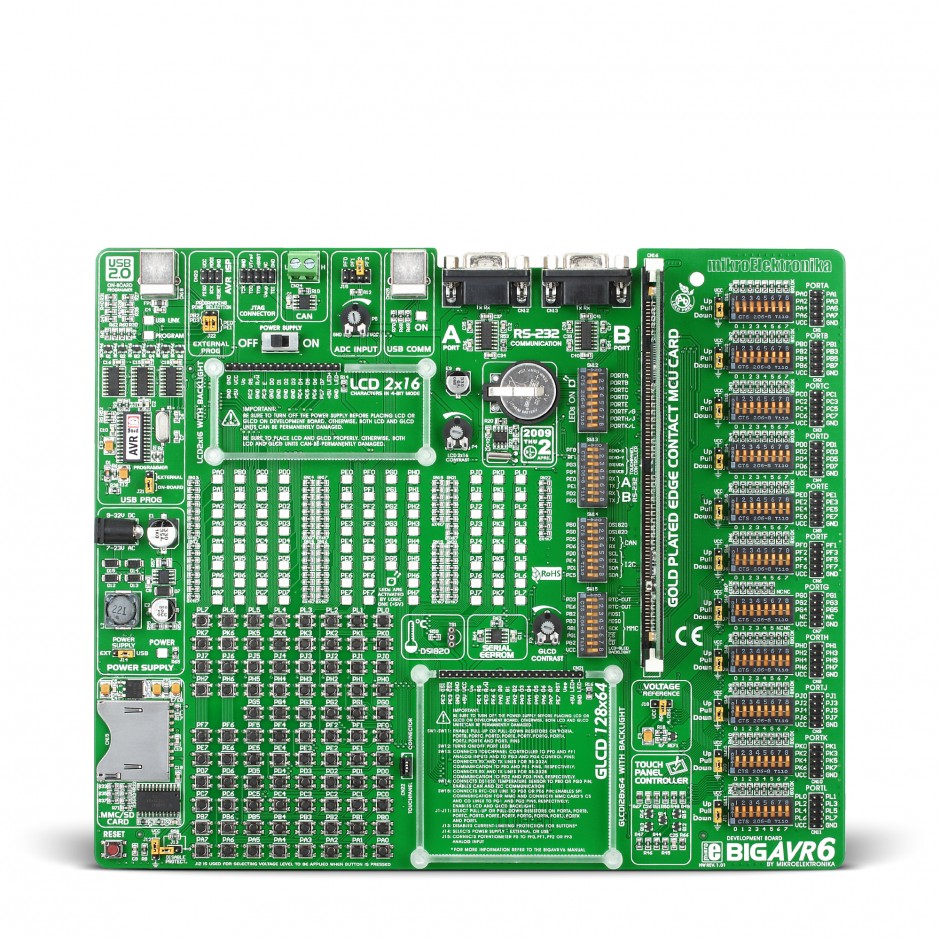 BIGAVR6 Development System - 64, 100-pin AVR Microcontroller Board