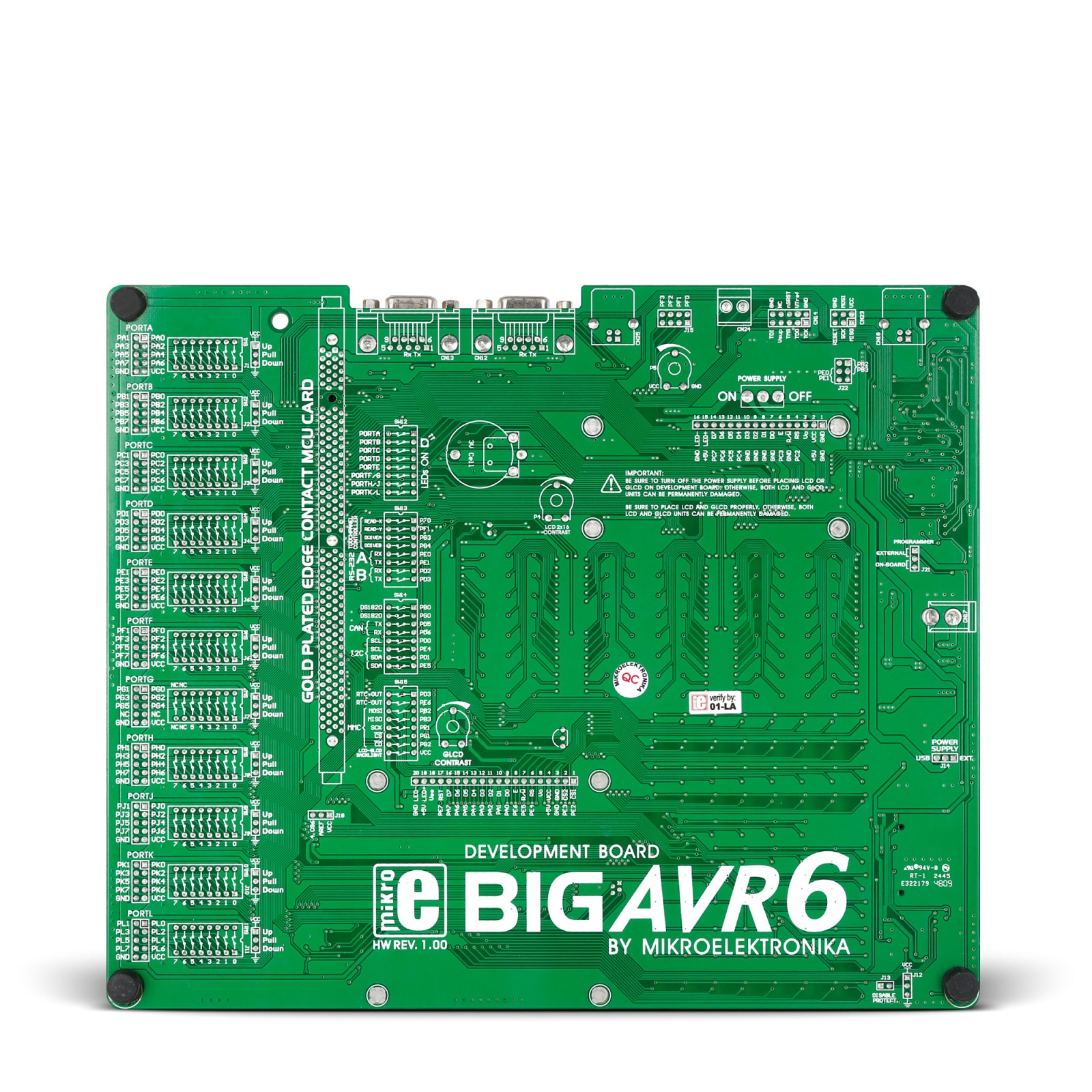 BIGAVR6 Development System - 64, 100-pin AVR Microcontroller Board