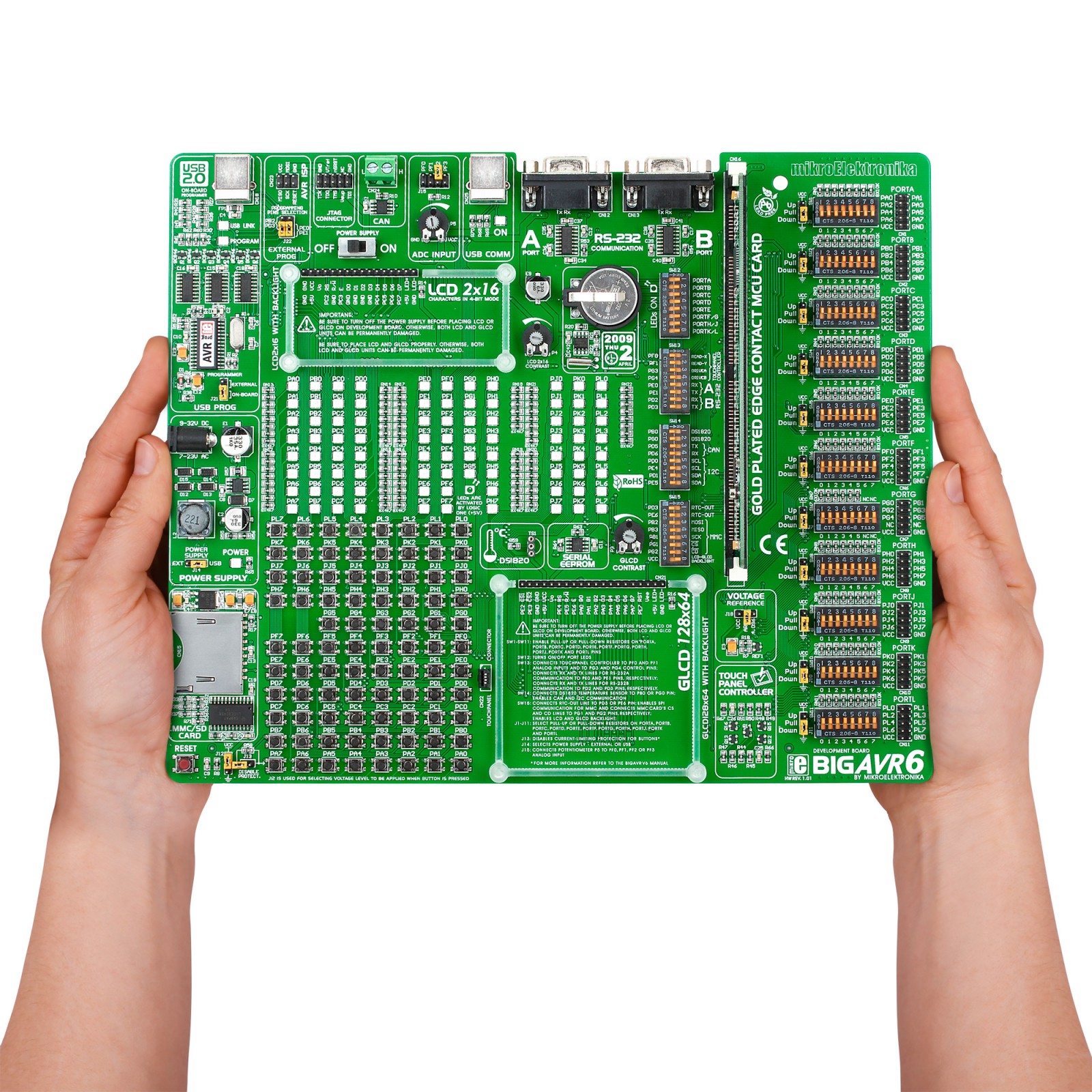 BIGAVR6 Development System - 64, 100-pin AVR Microcontroller Board