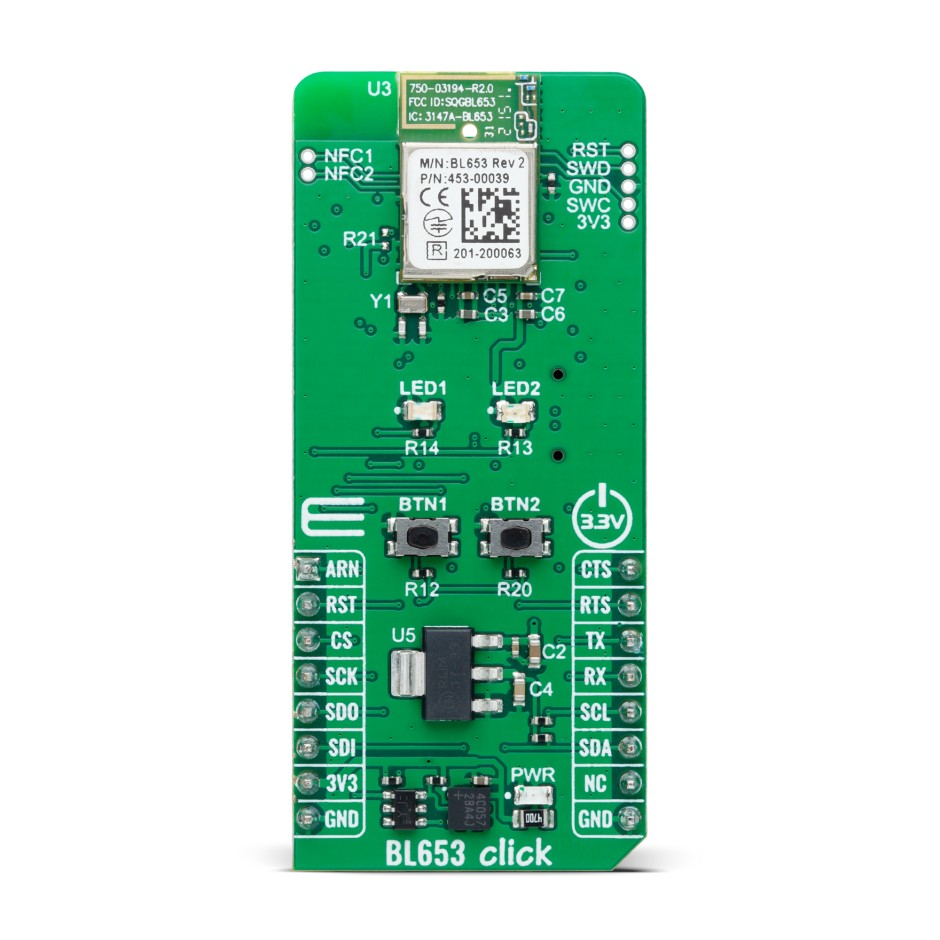 BL653 Click | For Bluetooth 5.4 and NFC connectivity - Low Energy Module Board | MIKROE-6433