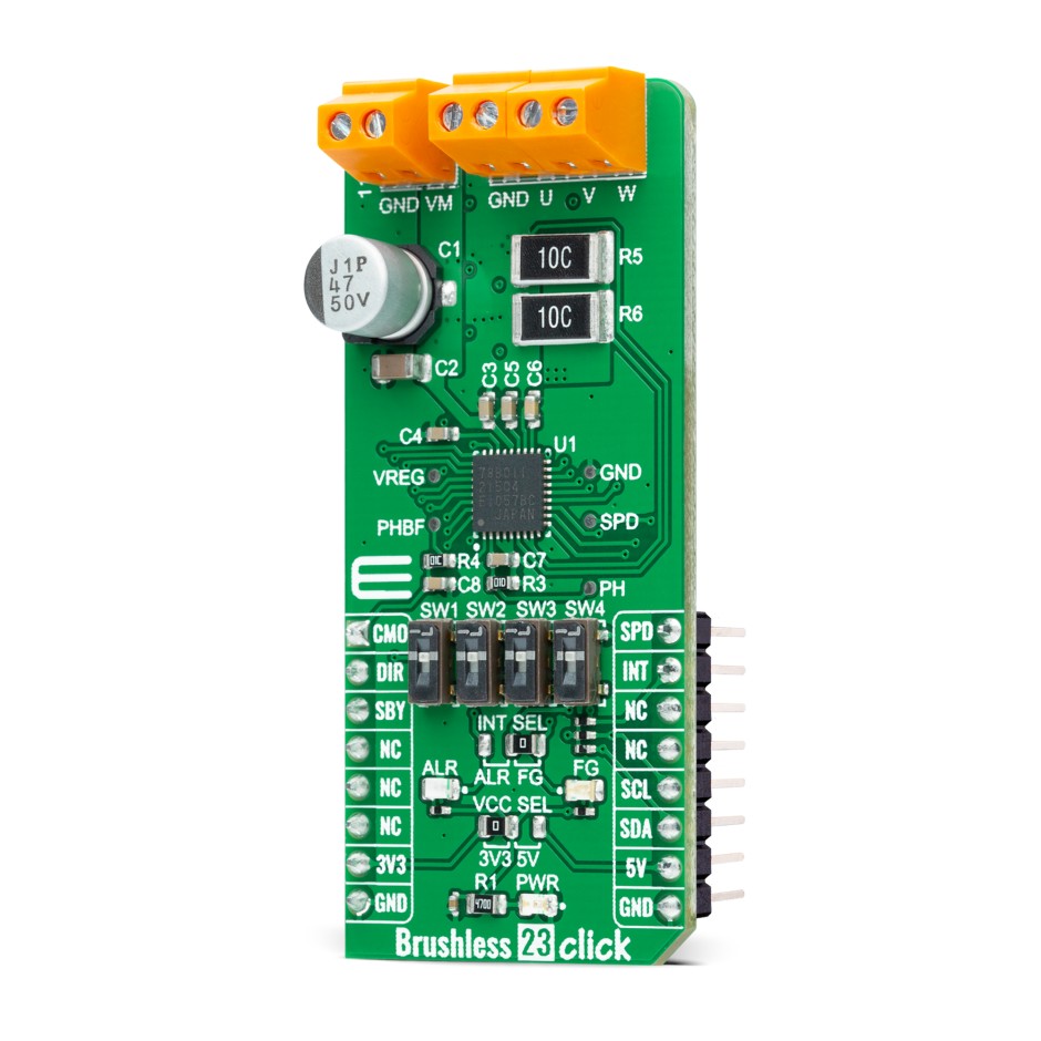 TC78B011FTG Brushless Motor Driver Click board™ | Brushless 23 Click