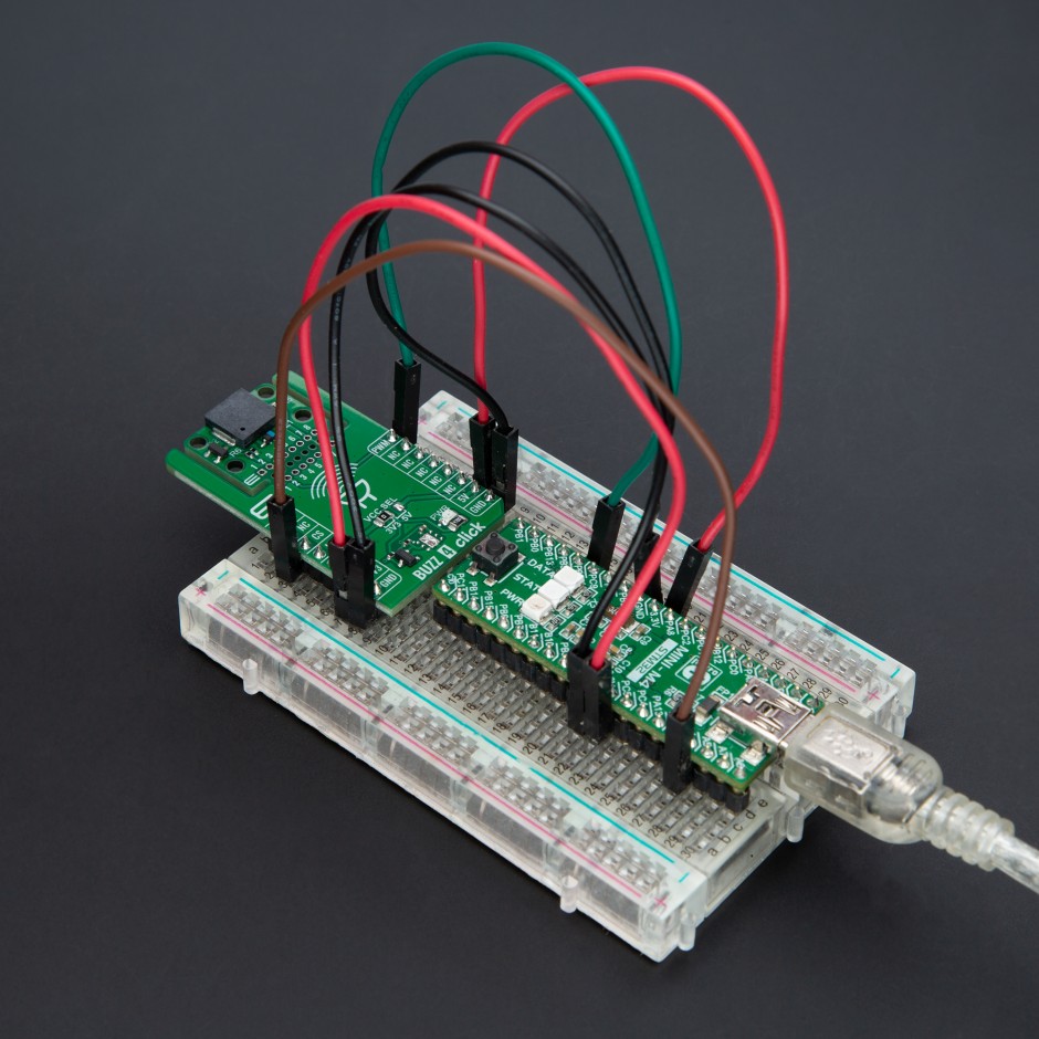 Buzzer Click Board featuring CPT-7502-65-SMT-TR piezoelectric buzzer ...