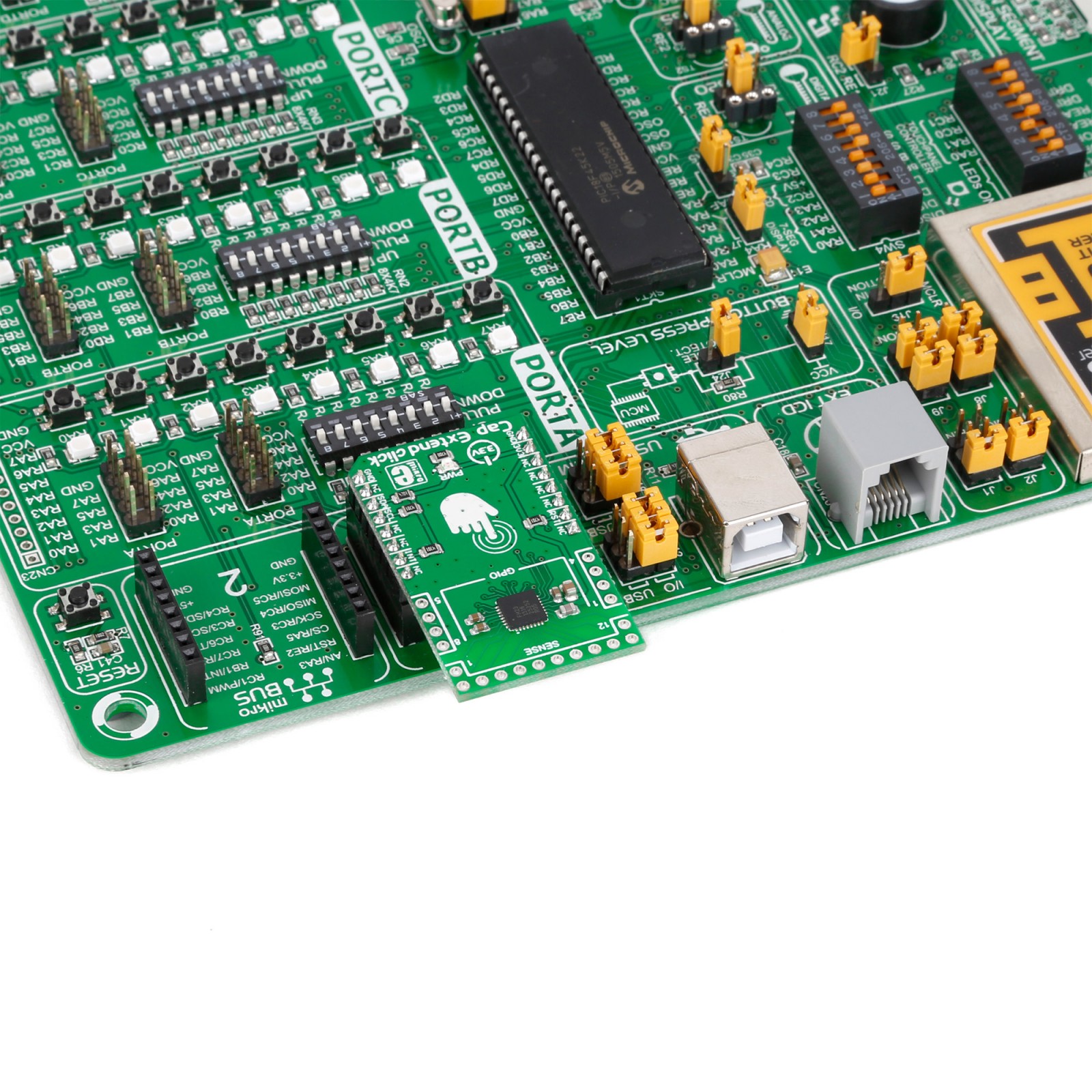 Cap Extend click board with SX8633 low power capacitive touch button controller