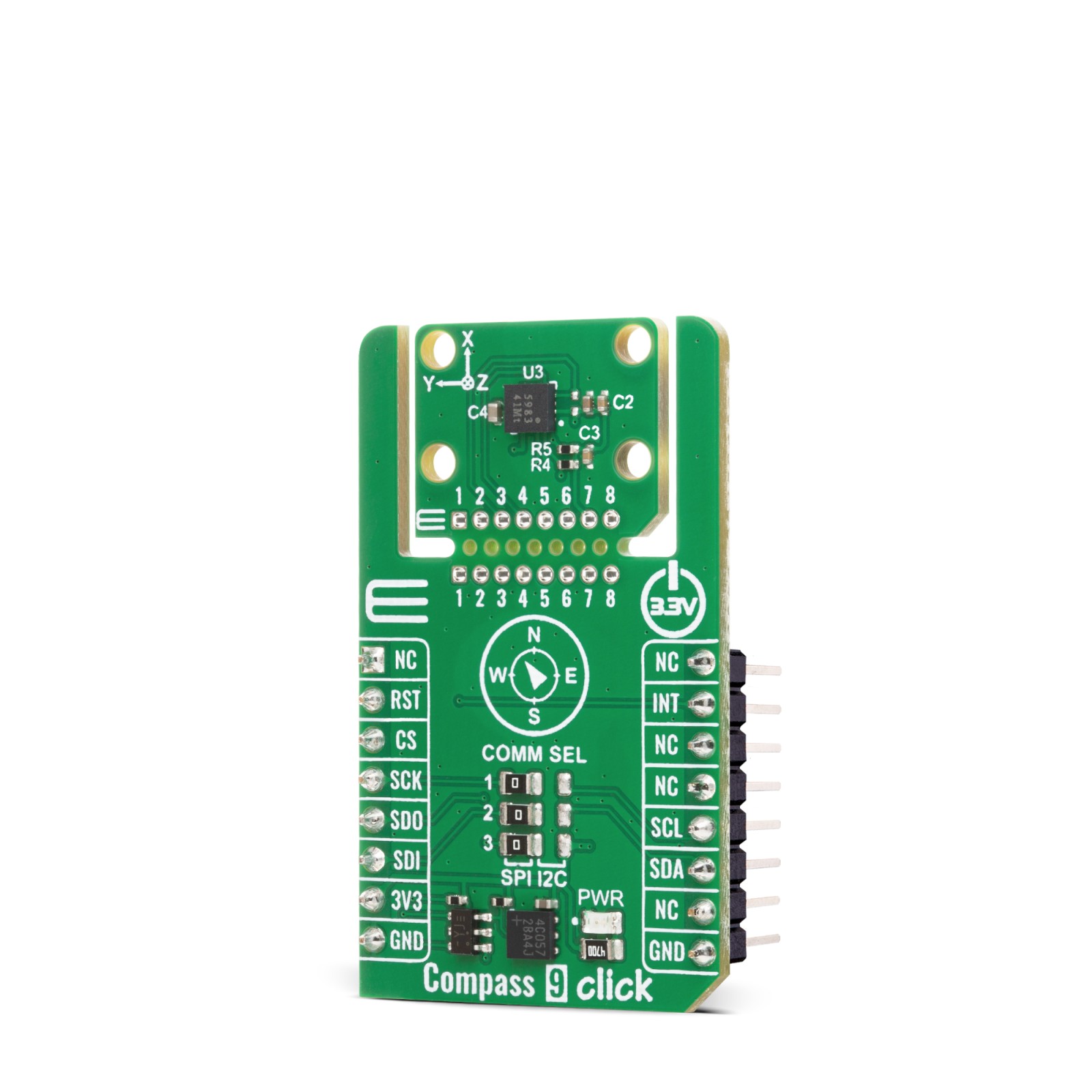 Compass 9 Click - ±8 Gauss 3-axis Compass | MIKROE-6575