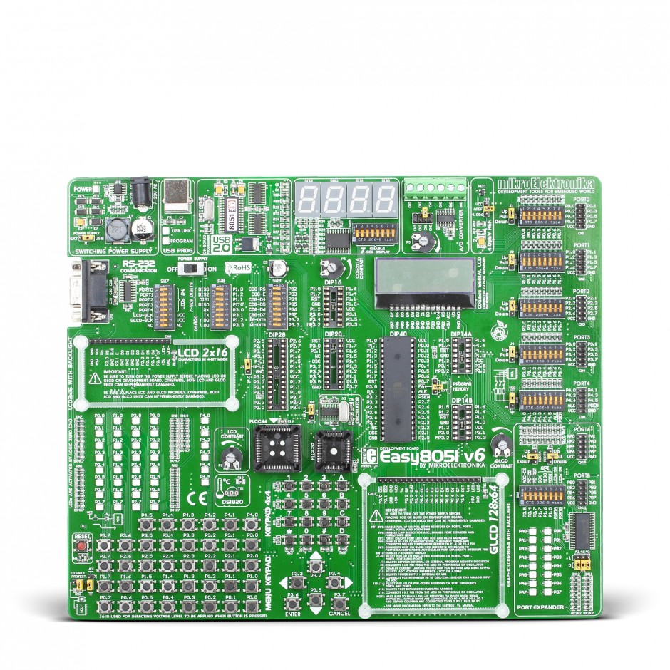 Easy8051 v6 - Atmel 8051 (AT89, S51) development board