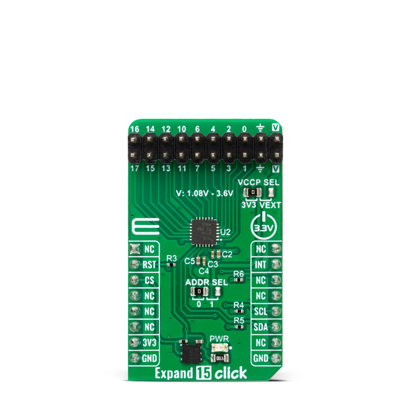 Expand 15 Click | TCAL6416 16-Bit I²C/SMBus I/O Expander