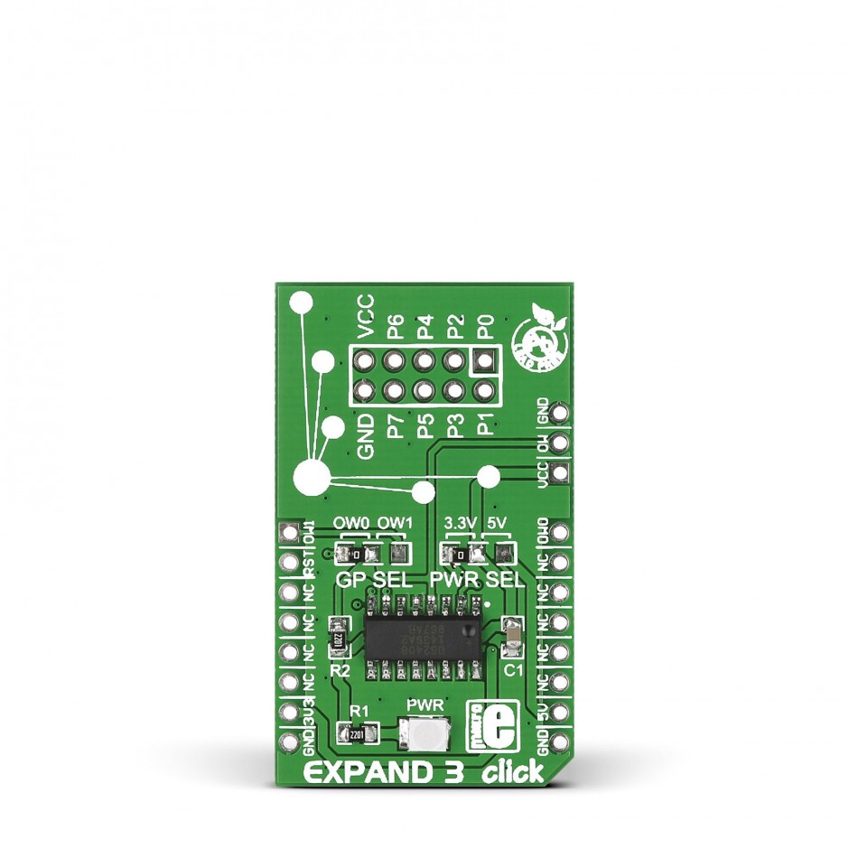 Expand 3 click — board with DS2408 8-channel programmable I/O expander