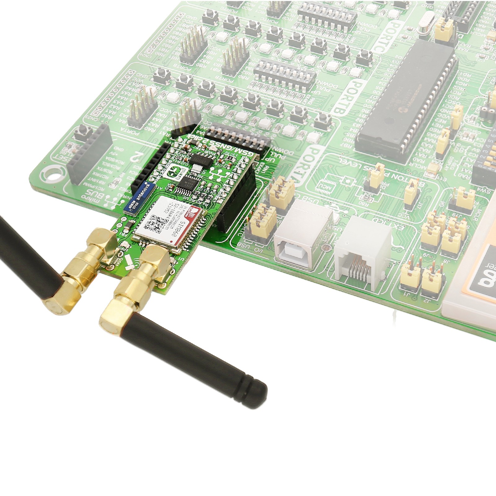 GSM/GNSS 2 click — board with SIM868 quad-band module | MikroElektronika