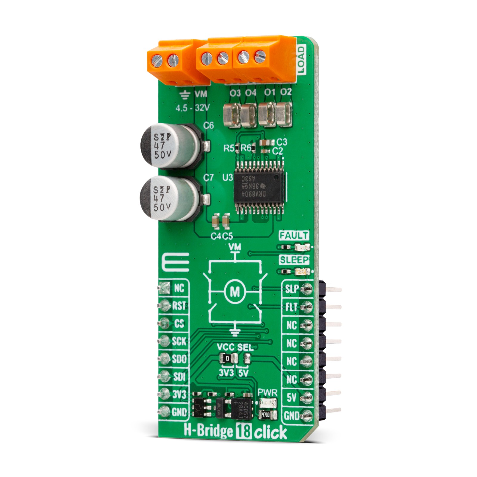 H-Bridge 18 Click | DRV8904-Q1 Quad Half-Bridge Motor Driver