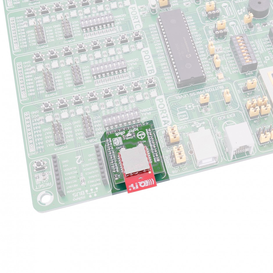 IQRF click – board with DCTR-76DA RF transceiver | MikroElektronika