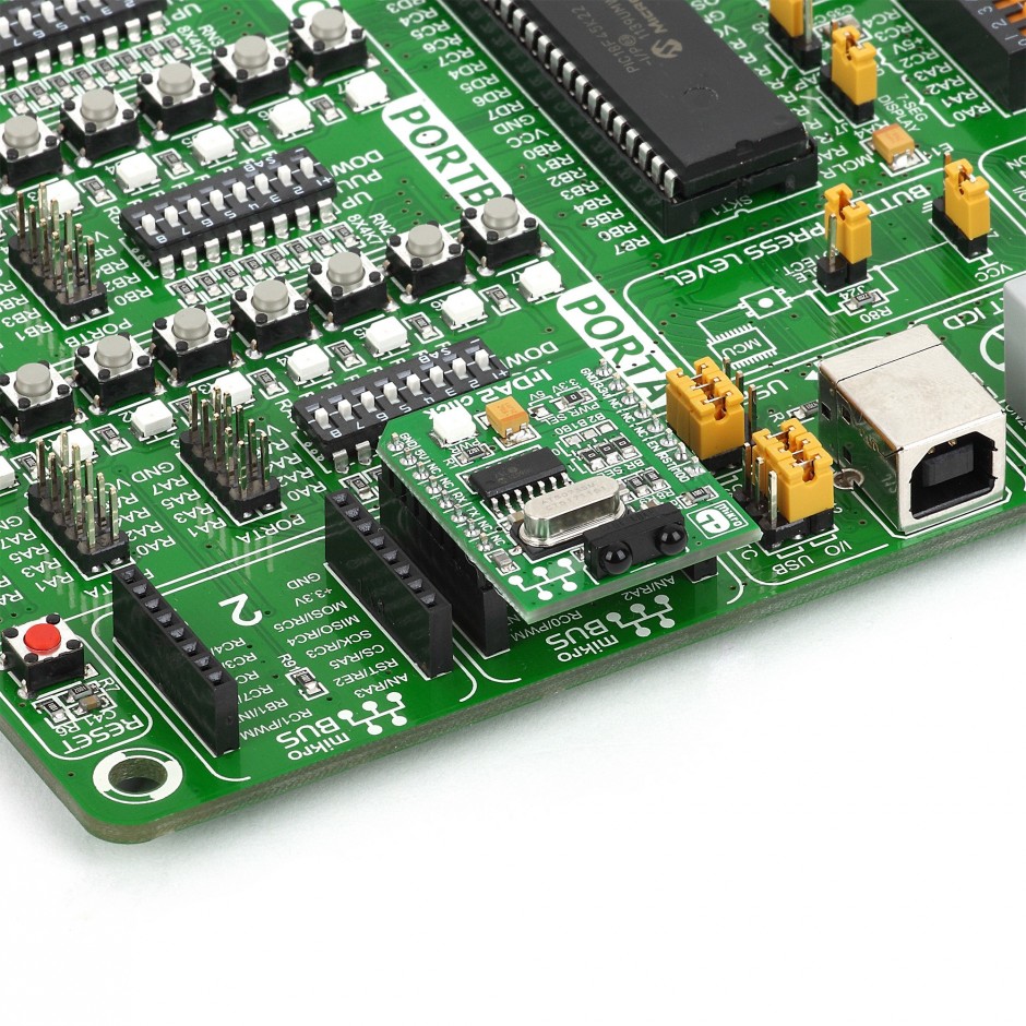 IrDA2 click - Breakout board for MCP2120 and TFDU4101 IR diode