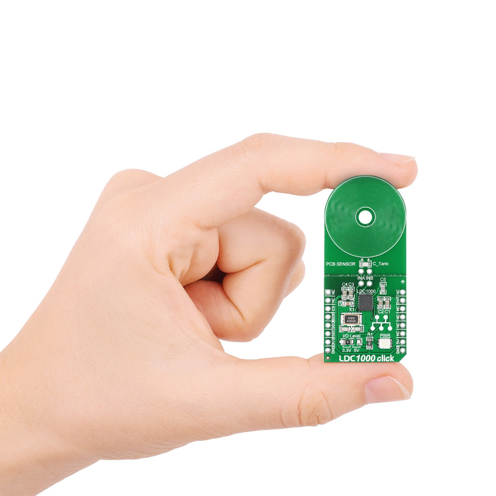 LDC1000 click - board with IC converter along with a detachable sensor