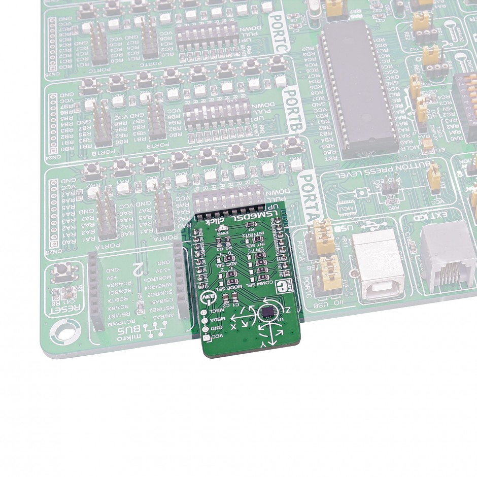 LSM6DSL click - board with LSM6DSL high-performance 3-axis digital accelerometer and 3-axis ...