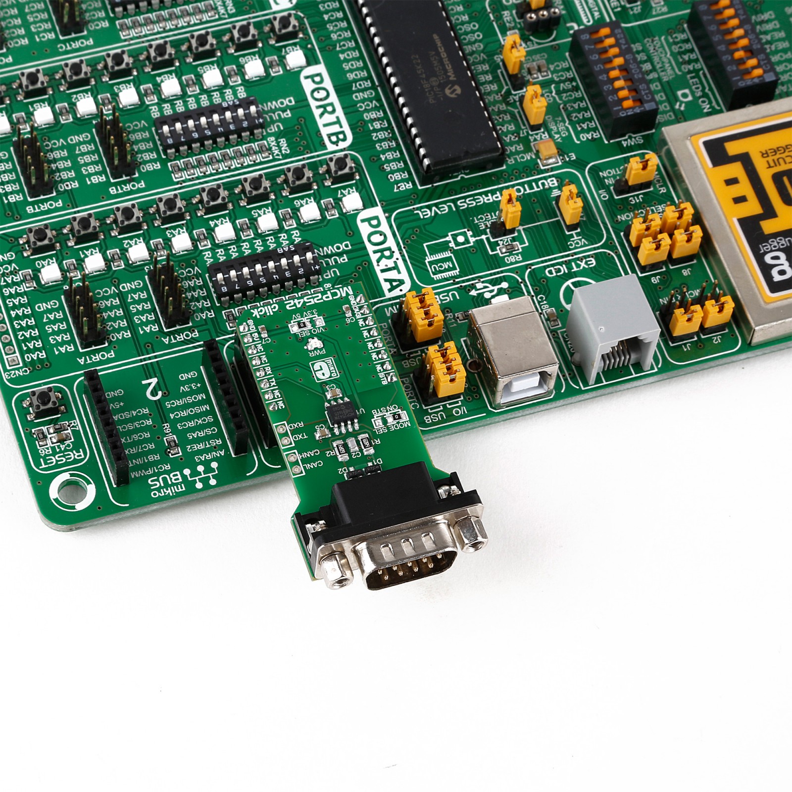 MCP2542 click — board with MCP2542 CAN transceiver