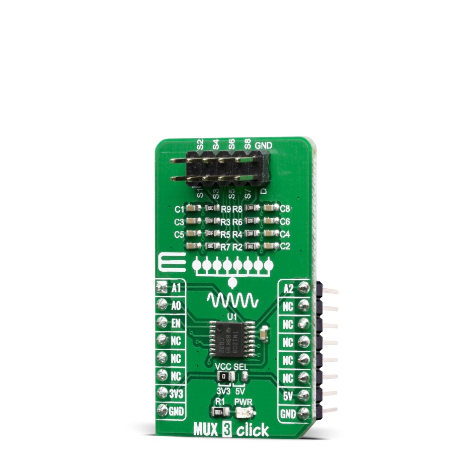 MUX 3 Click – TMUX1208 8-Input Analog Multiplexer | mikroBUS™