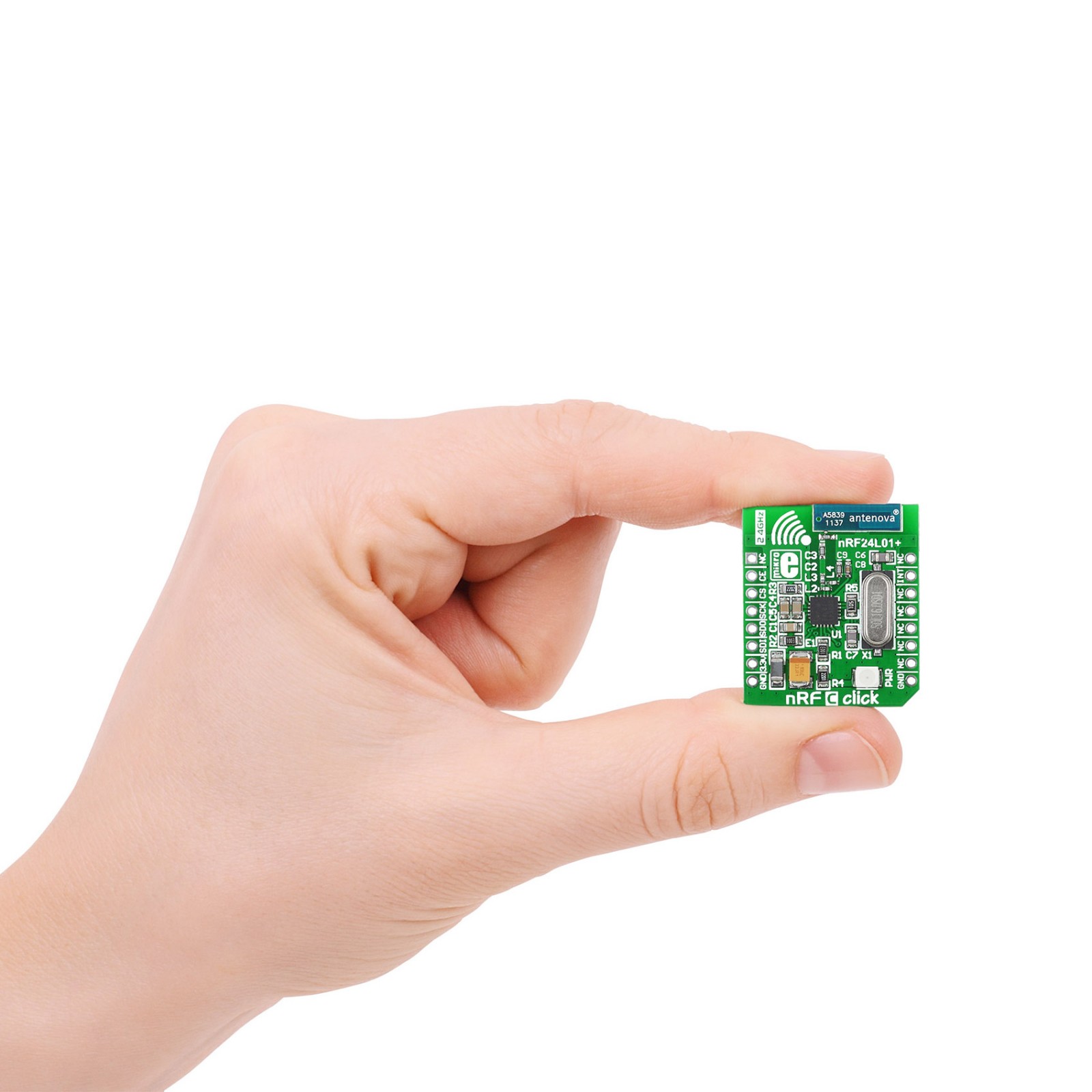 nRF C Click - Breakout board for Nordic nRF24L01P 2.4 GHz RF module