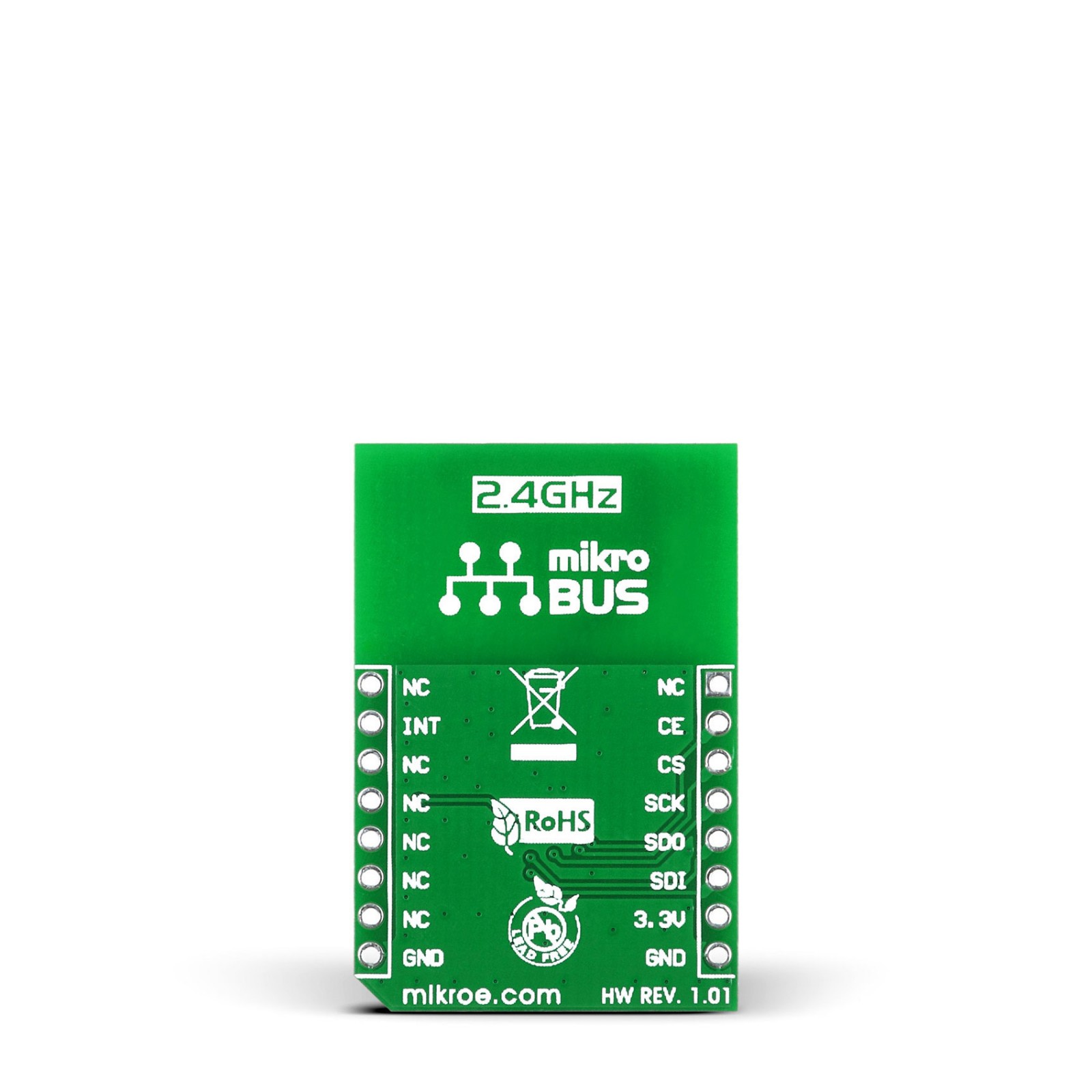 nRF T Click - Breakout board for Nordic nRF24L01P 2.4 GHz RF module