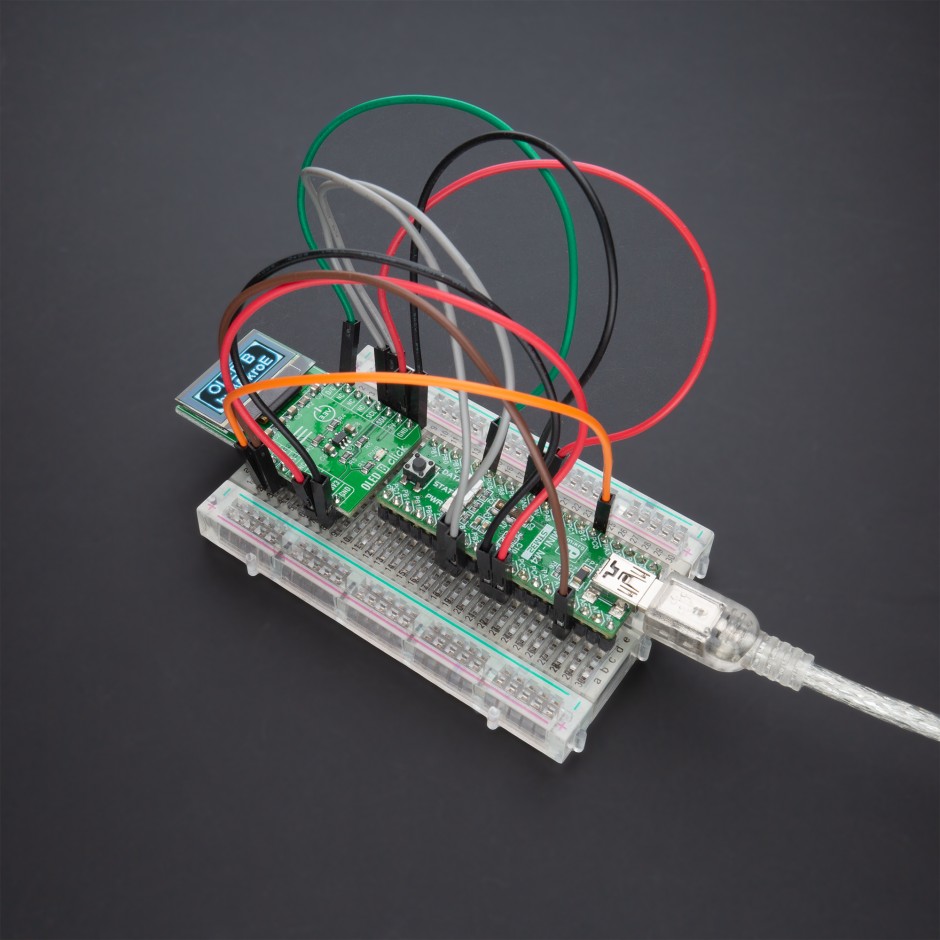 OLED B click - carries 96 x 39px blue monochrome passive matrix OLED ...