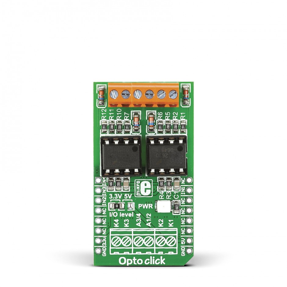 OPTO click - Breakout board for two VO2630 optocoupler modules