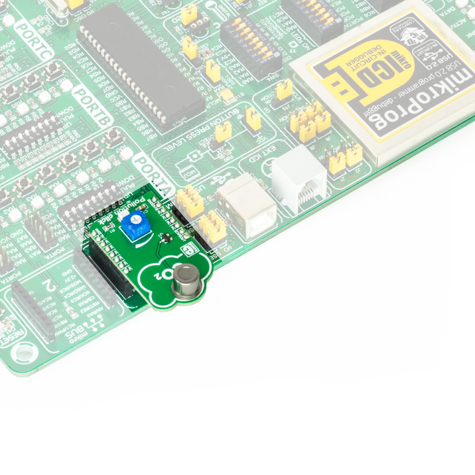 Pollution click — board with WSP2110 VOC gas sensor | MikroElektronika