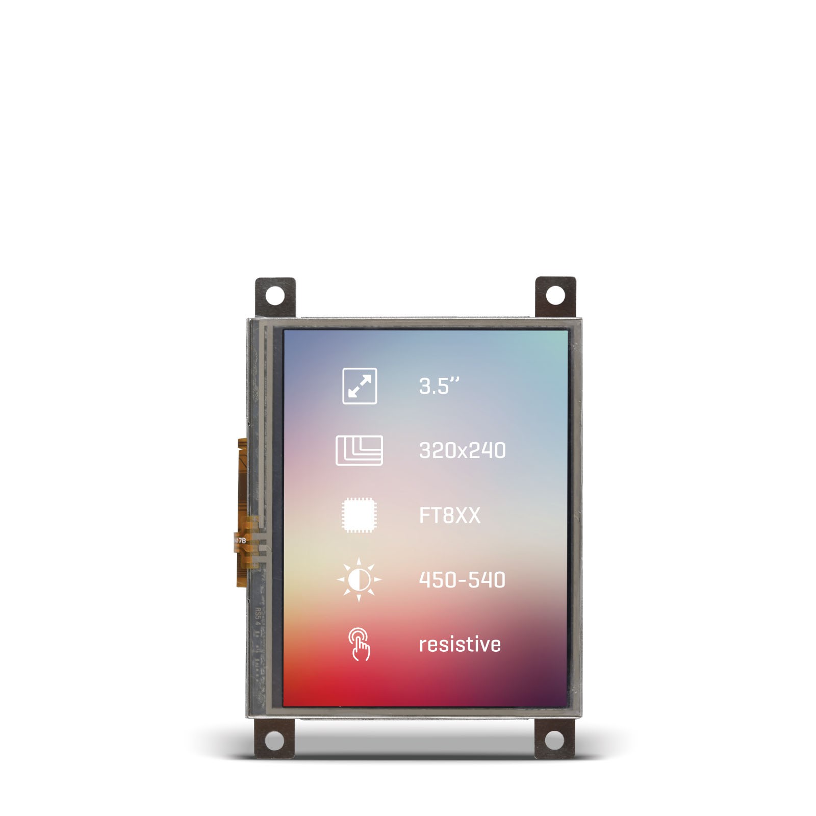 Riverdi Display 3.5” Res – TFT with resistive touchpanel and mounting frame