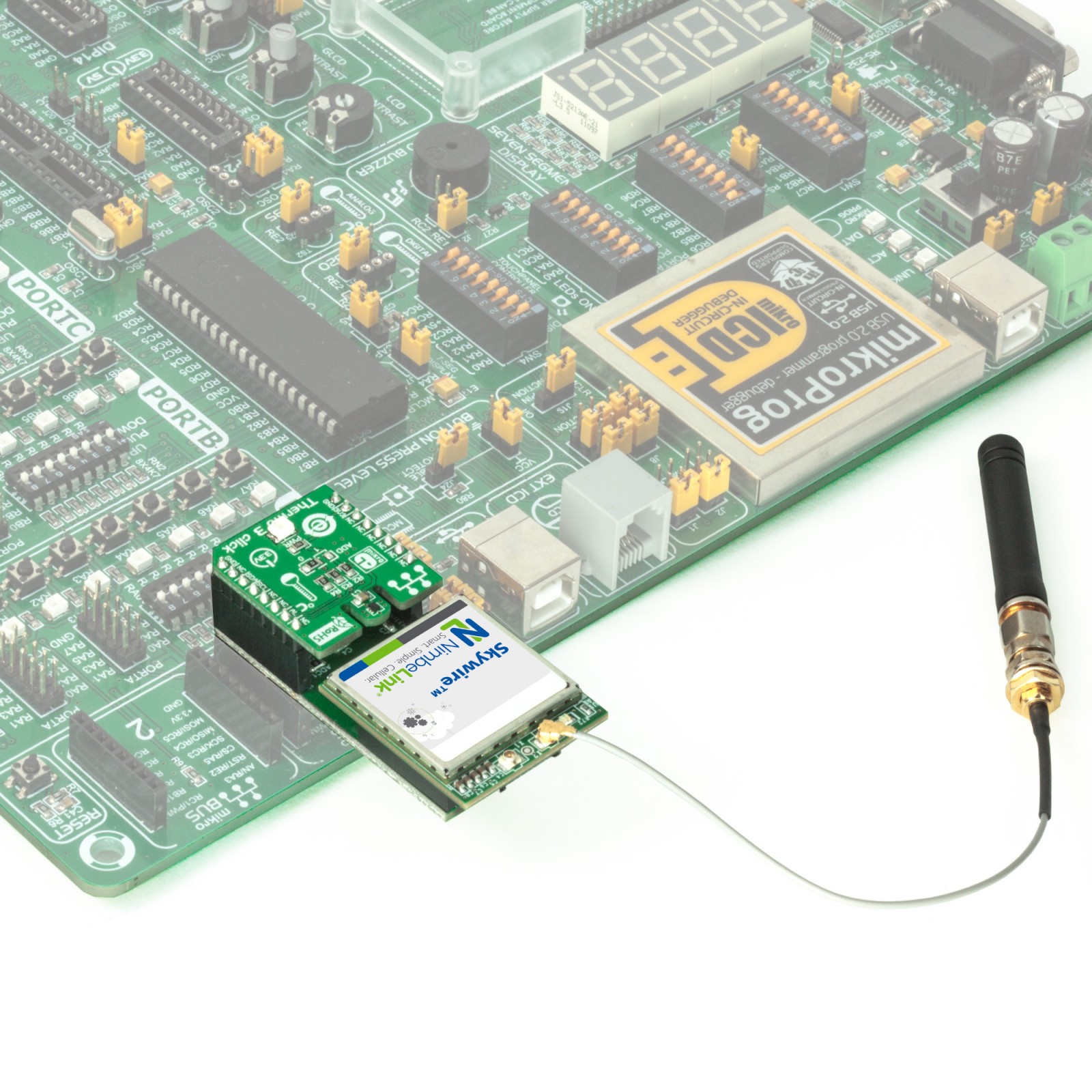 Skywire click — an adapter click, which hosts Skywire cellular modules