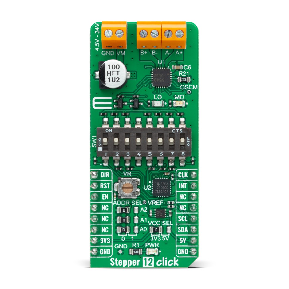 Stepper 12 Click with TB67S549FTG Stepper Motor Driver