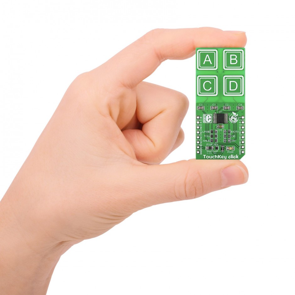 Touchkey click — board with TTP224 IC and four capacitive touchpads