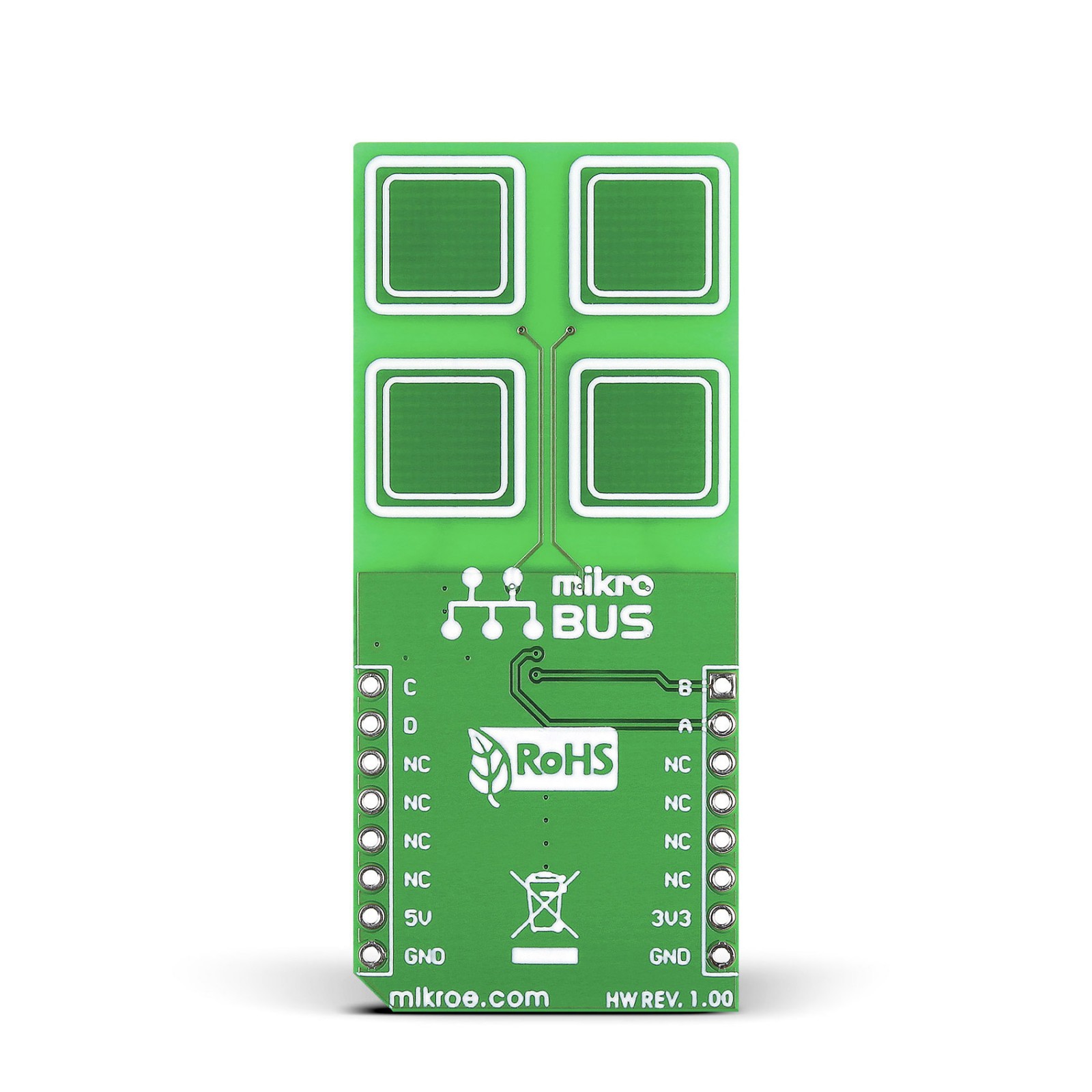 Touchkey click — board with TTP224 IC and four capacitive touchpads