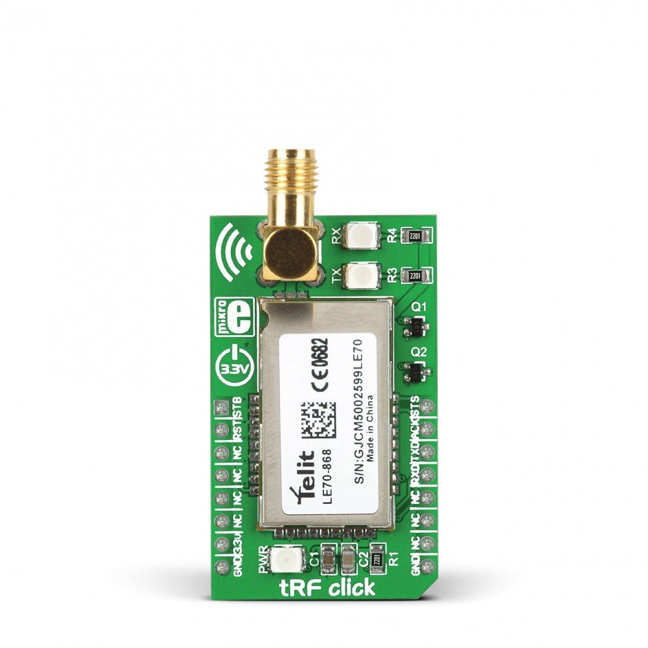 tRF Click - mikrobus board with Telit LE70-868 - 868 MHz transceiver module
