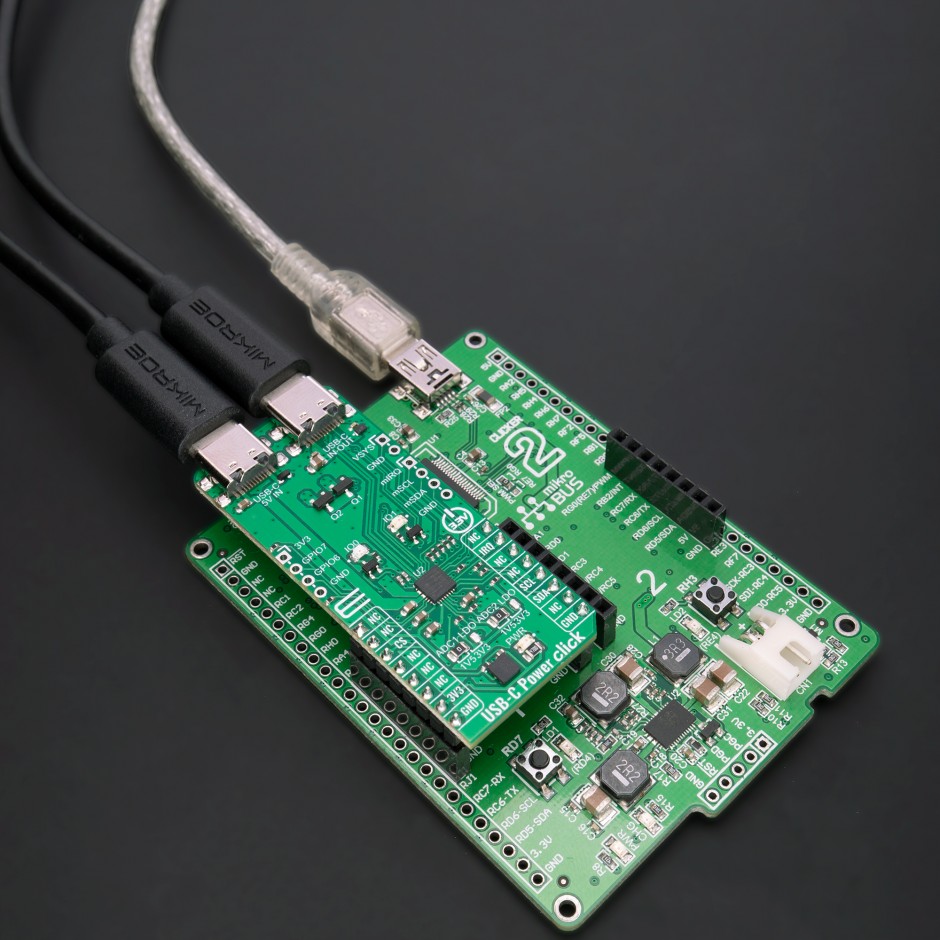USB-C Power Click | TPS25750S Power-Delivery Management Board