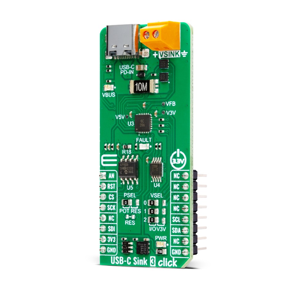 USB C Sink 3 Click featuring AP33771 for Reliable Power Delivery