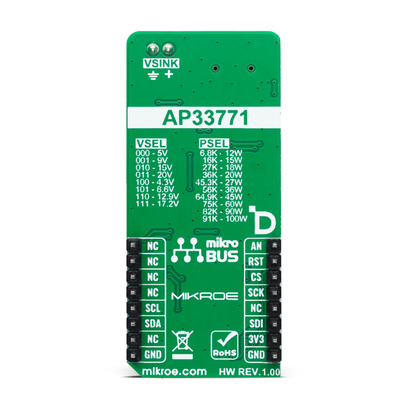 USB C Sink 3 Click featuring AP33771 for Reliable Power Delivery