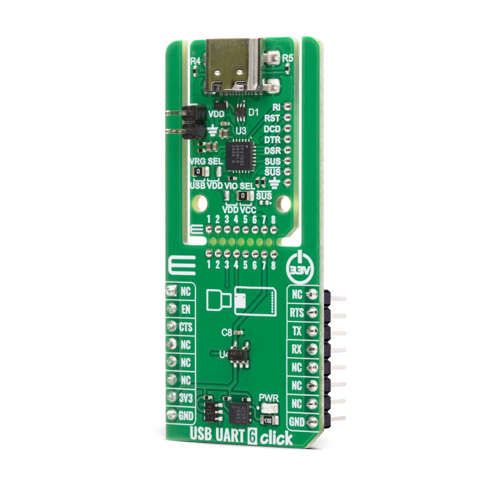 Usb Uart 6 Click Usb To Uart Bridge Mikroe 6725